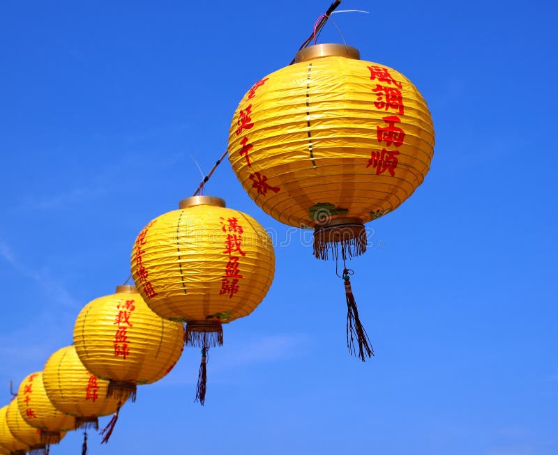 Yellow Chinese Lanterns stock image. Image of heritage - 31018587