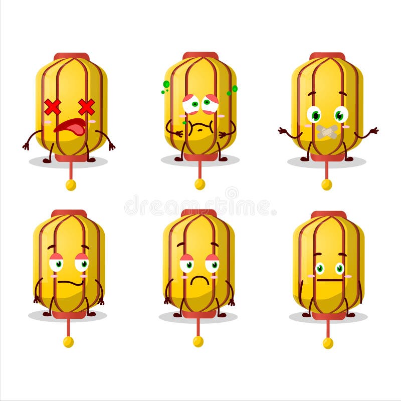 Yellow Chinese Long Lamp Cartoon Character with Nope Expression Stock ...