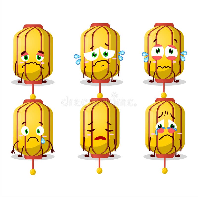 Yellow Chinese Long Lamp Cartoon Character with Sad Expression Stock ...