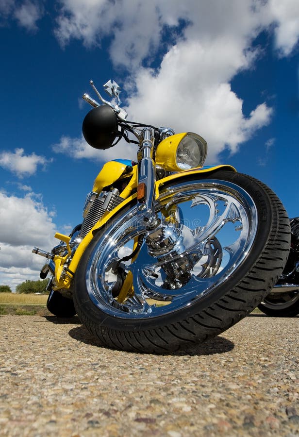 Yellow chopper stock photo. Image of angle, wheels, motor - 6566084