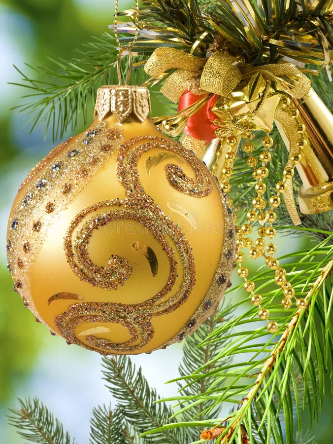 Yellow Christmas ball stock image. Image of ball, color - 46987659