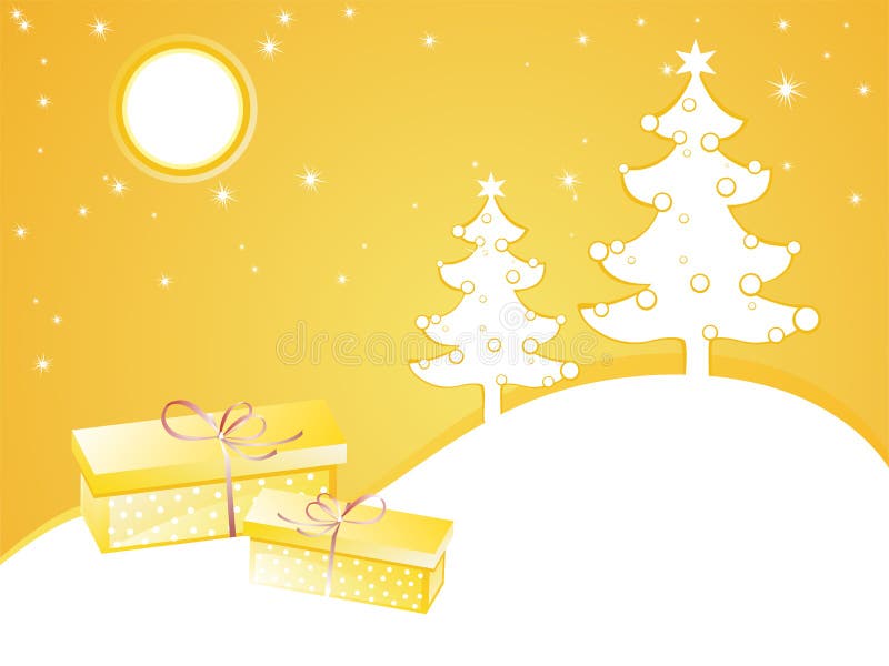 Yellow christmas card stock illustration. Illustration of tree - 16592344