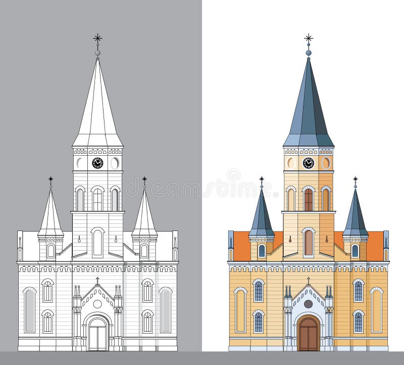 Yellow church stock vector. Illustration of baroque, spiritual - 12209152