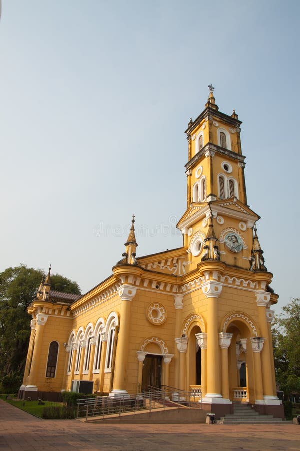 Yellow Church In Ayutthaya, Thailand Stock Photo - Image of santa ...