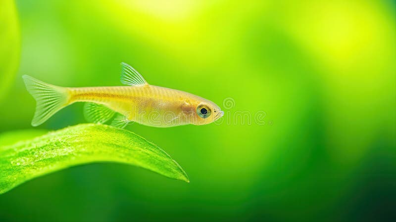 Yellow Cichlid Fish Resting Peacefully on a Leaf in a Soft Focus ...