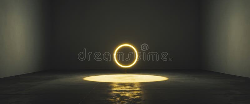 Yellow Circle Light on Floor with Wall in a Dark Room Stock Photo ...
