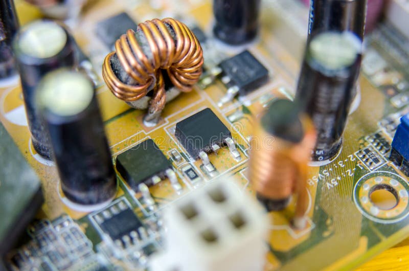 Yellow Circuit Board Texture Stock Photo - Image of component, module ...