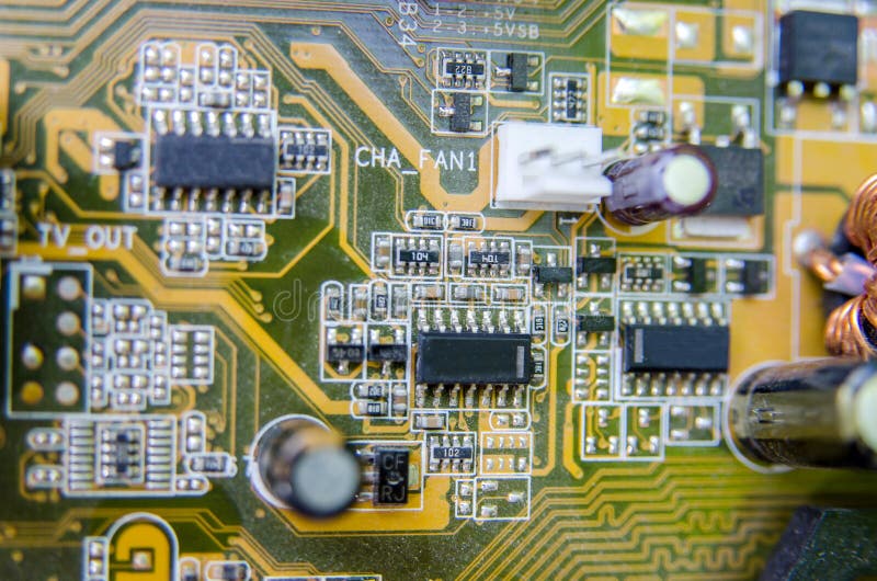 Yellow Circuit Board Texture Stock Photo - Image of electronic ...