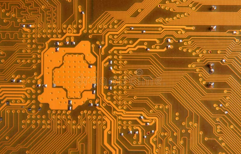 CPU and Yellow Circuit Board Stock Image - Image of motherboard ...