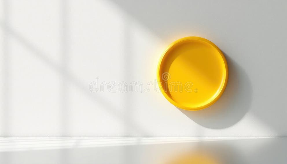 Yellow Circular Object Against White Wall Stock Illustration ...