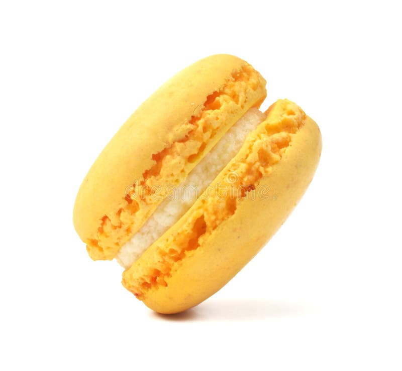 Yellow Citron Macaroon Closed Up Isolated on White Stock Photo - Image ...