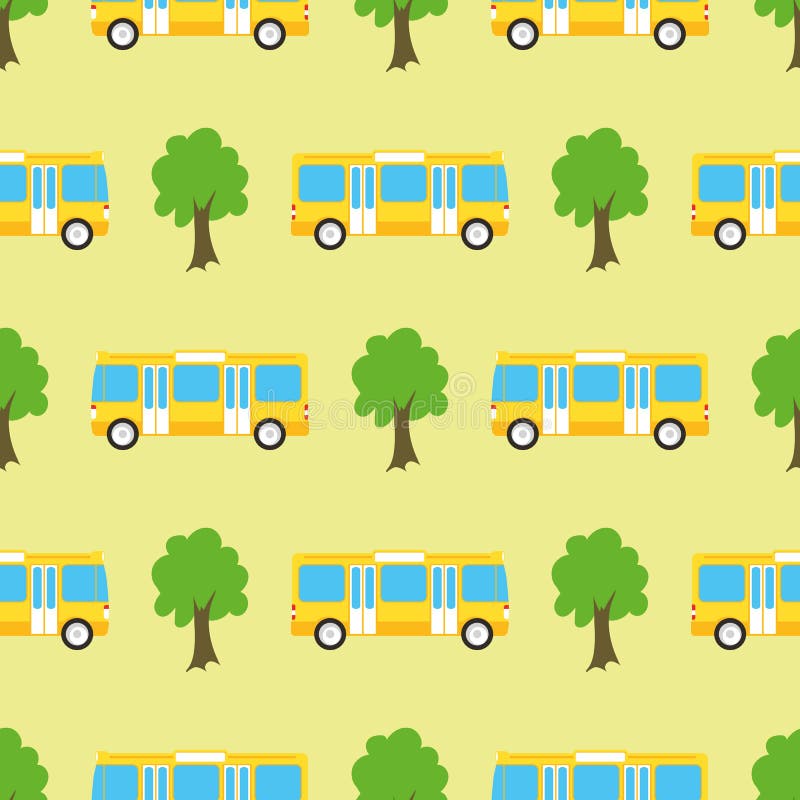 Yellow City Bus Seamless Pattern Stock Vector - Illustration of travel ...