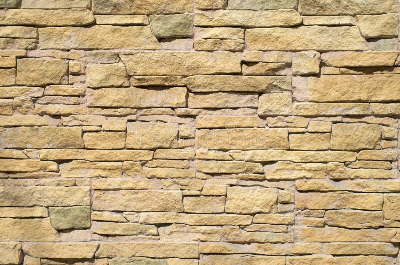 Yellow Cladding Tiles Imitating Stones Stock Photo - Image of orange ...