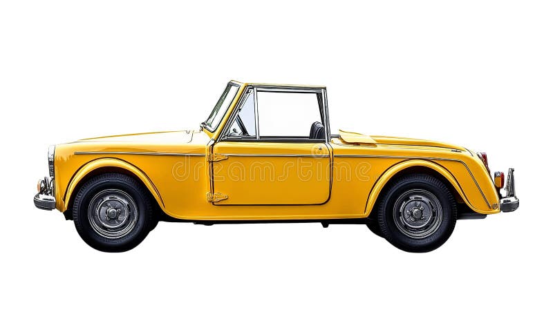 Yellow Classic Convertible Car - Side View Stock Image - Illustration ...