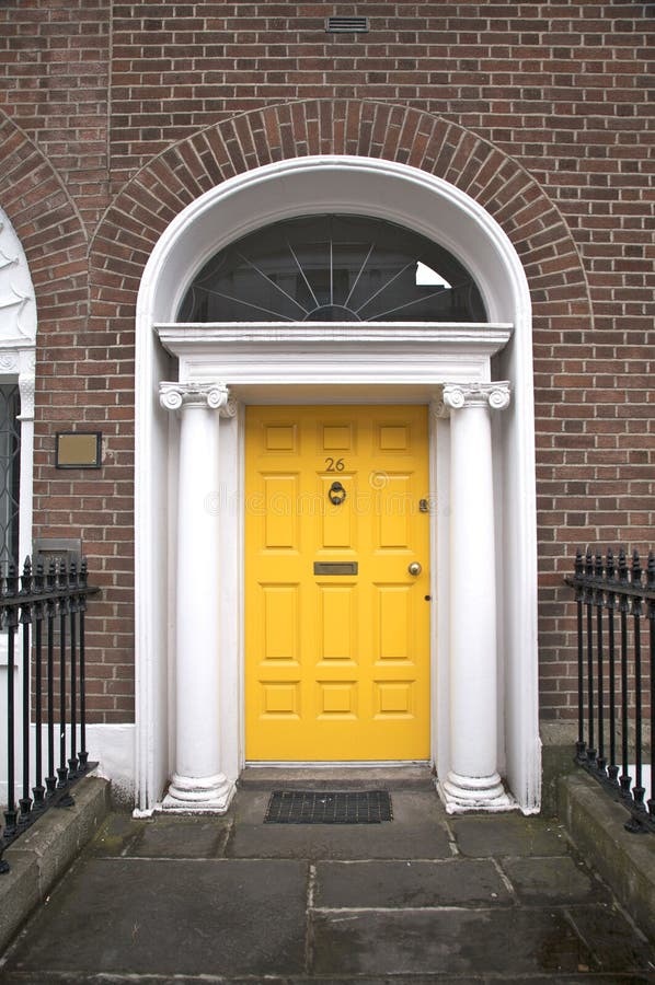 Yellow classic door stock image. Image of architecture - 11982783