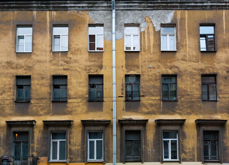 Yellow Classic Old Dirty House Stock Photo - Image of city ...