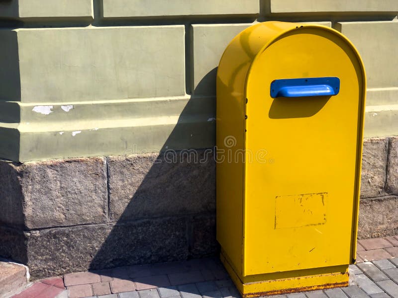 Yellow Classical Postbox in Dnipro, Ukraine. a Large Old Floor-standing ...