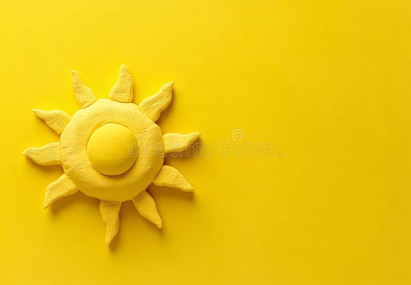 Yellow Clay Sun on Yellow Background Summer Art High Quality Image ...