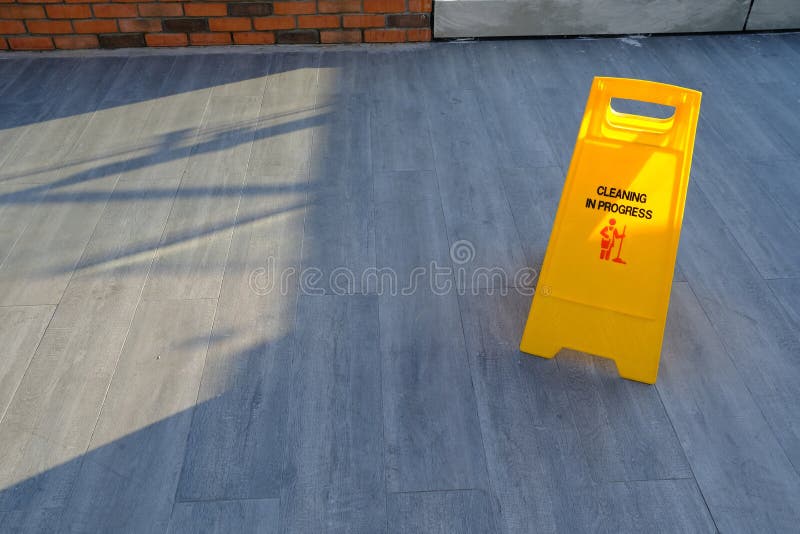 Yellow Cleaning in Progress Sign. Stock Photo - Image of board, danger ...