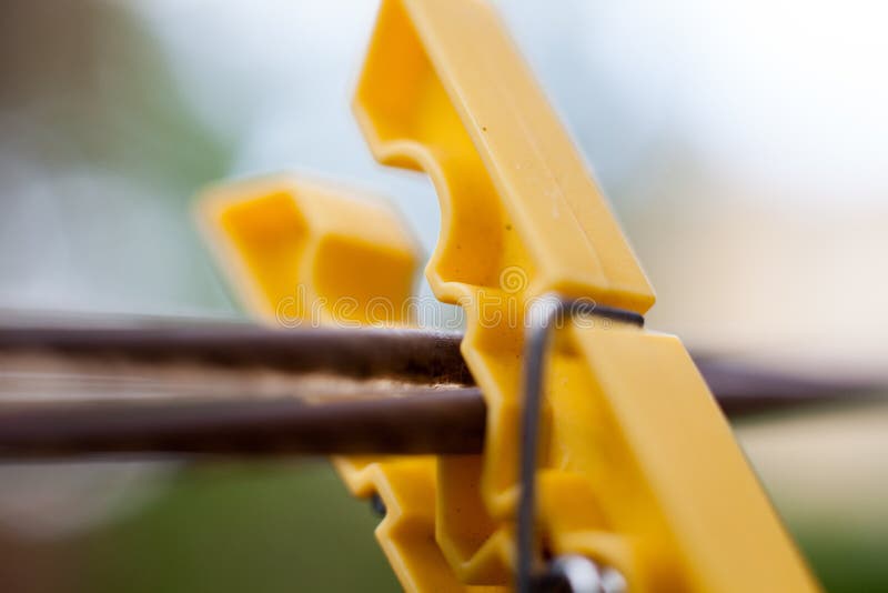 Yellow clip on wire stock photo. Image of household, outdoor - 81313148