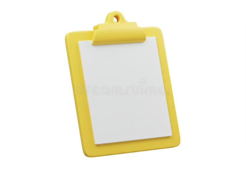 Yellow Clipboard with Blank Paper Sheet Mockup Stock Illustration ...