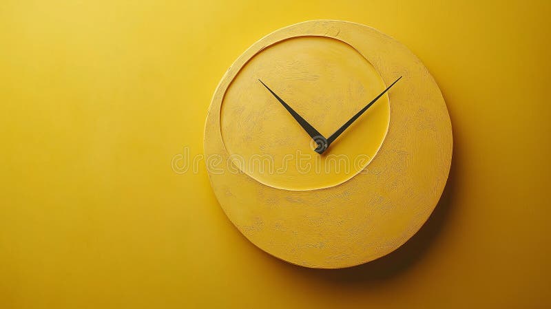 A Yellow Clock with Black Hands Showing the Time Stock Illustration ...