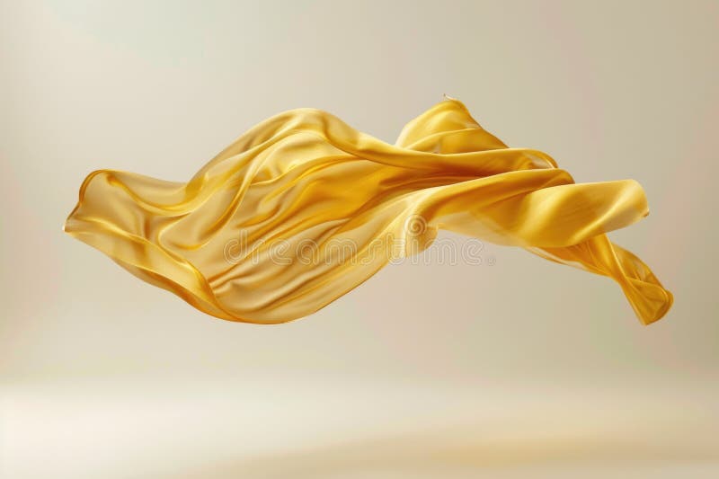 A Yellow Cloth is Flying through the Air, Suspended by an Invisible ...