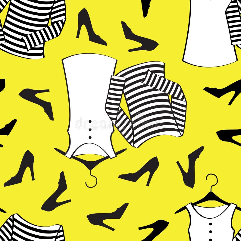 Yellow Clothes Seamless Pattern Stock Illustration - Illustration of ...