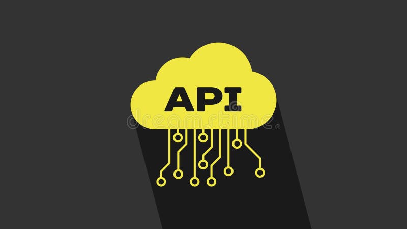 Yellow Cloud Api Interface Icon Isolated on Grey Background. Application Programming Interface ...