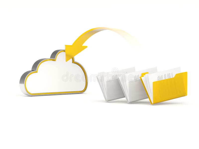 Yellow Cloud Drive Icon with Folders Stock Illustration - Illustration ...