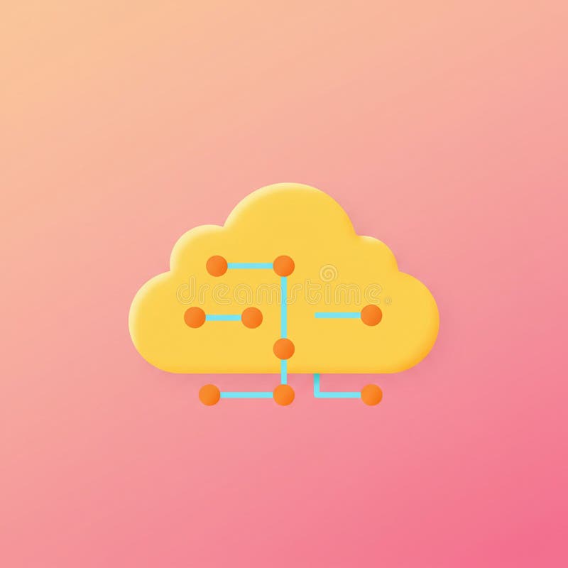 Yellow Cloud Icon with Interconnected Orange Nodes, Resembling a ...