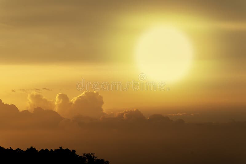 Yellow Cloud Scape and Sun Background at Sunrise Time Stock Image ...