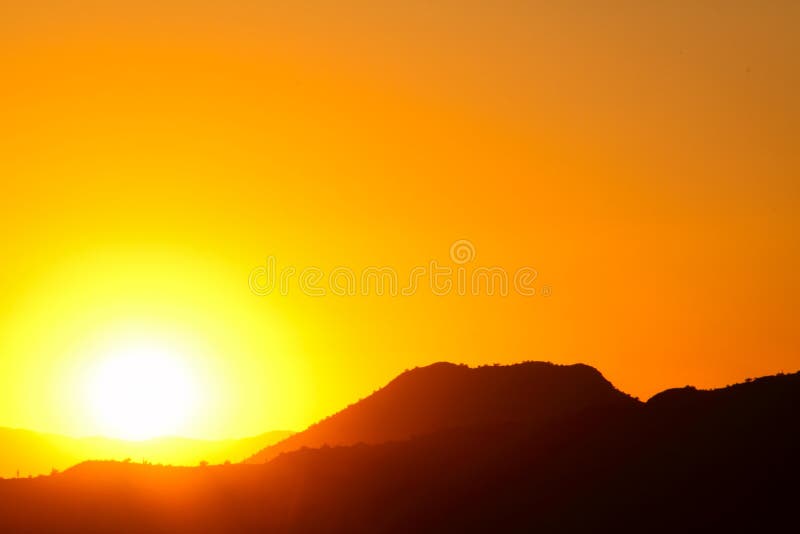 A Red Cloudless Sunset in the Desert of Arizona. Stock Photo - Image of ...