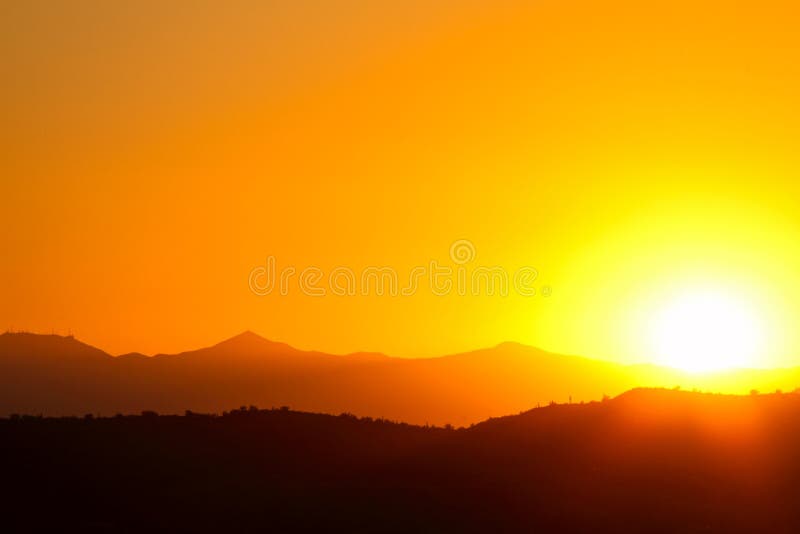 A Red Cloudless Sunset in the Desert of Arizona. Stock Photo - Image of ...