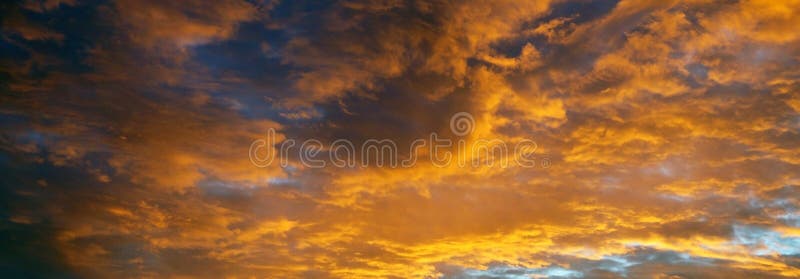 Yellow Clouds at Sunset, Horizontal Sky Background Stock Photo - Image ...