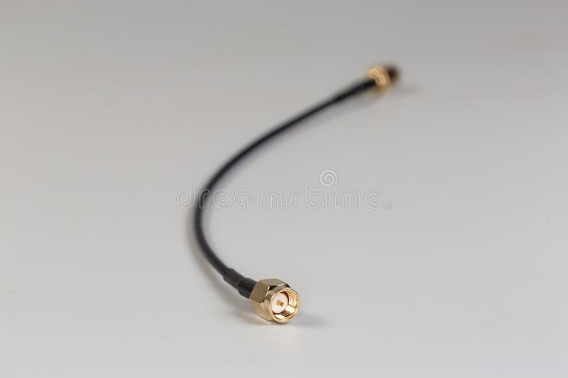Yellow Coaxial Threaded Connector on Cable Edge, Selective Focus Stock ...