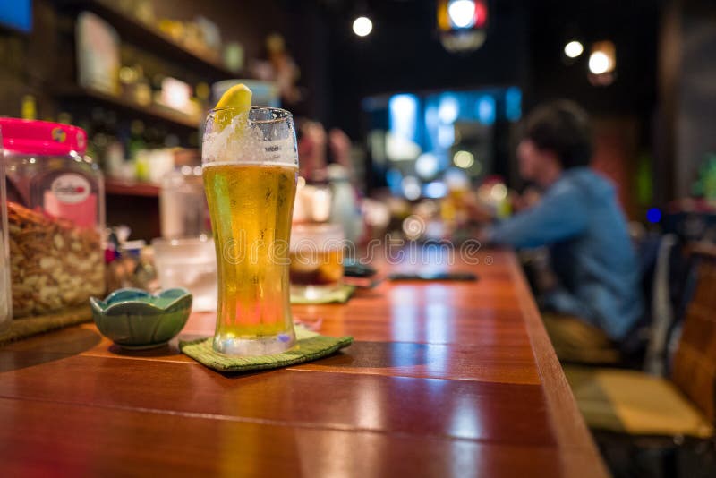 Yellow Cocktail in Japanese Bar Stock Image - Image of party, citrus ...