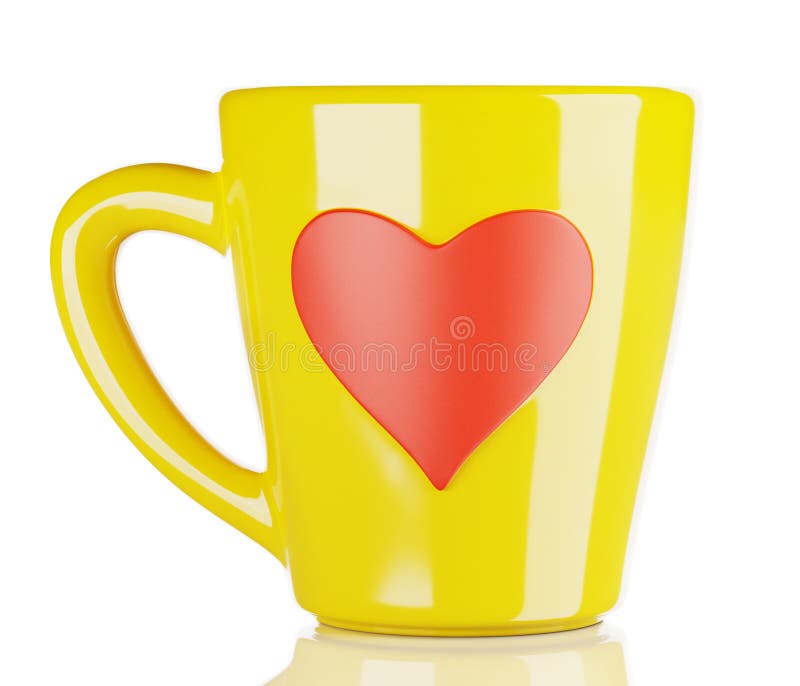 Yellow Coffee Cup, 3d Render Stock Illustration - Illustration of ...