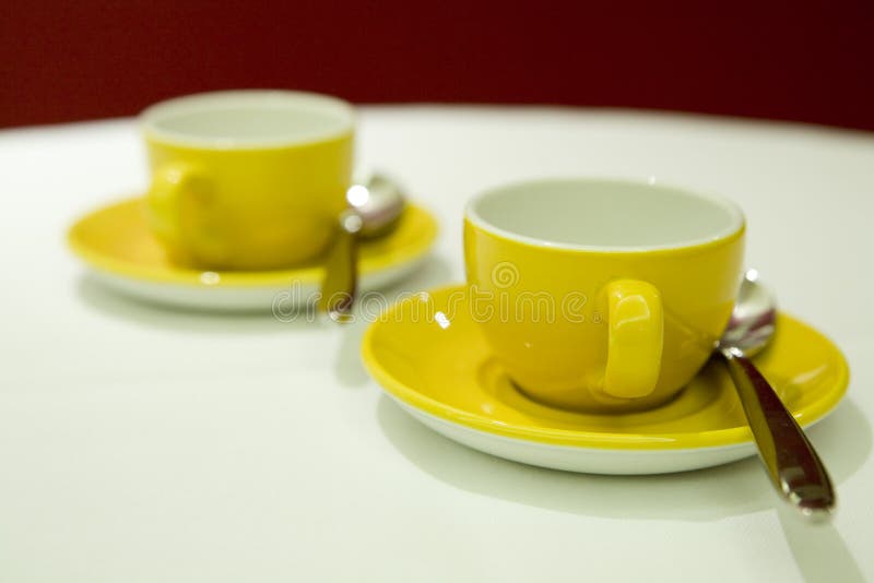 Yellow Coffee Cups stock image. Image of table, espresso - 9703237