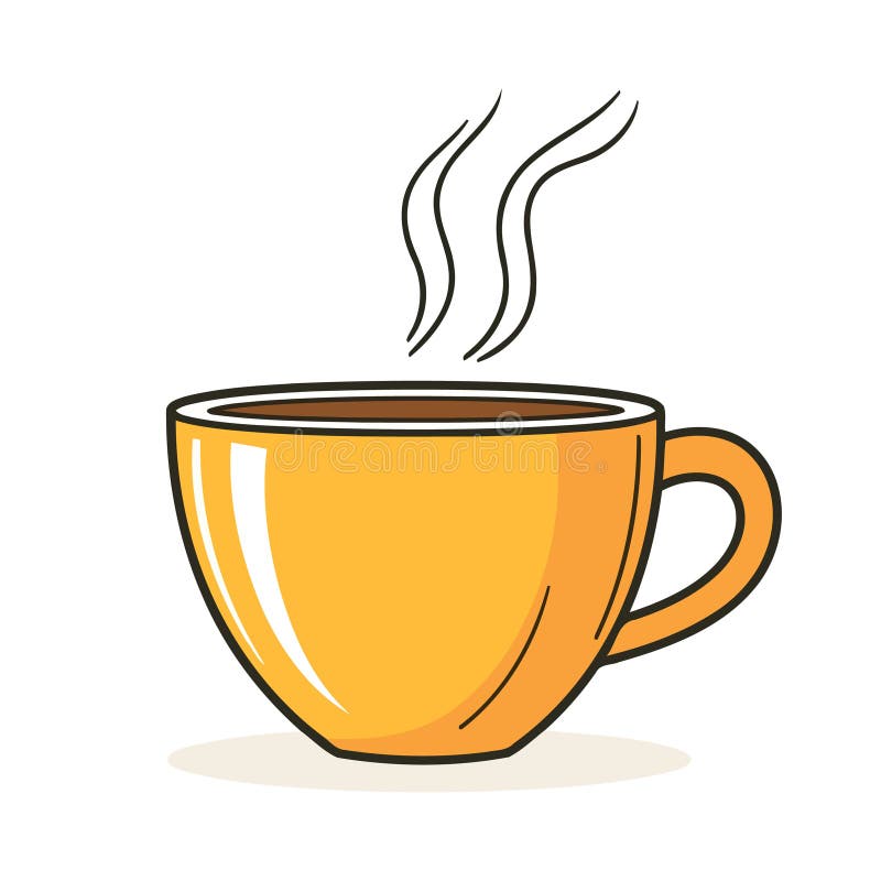 Yellow Coffee Mug with Steam Rising. Stock Vector - Illustration of ...