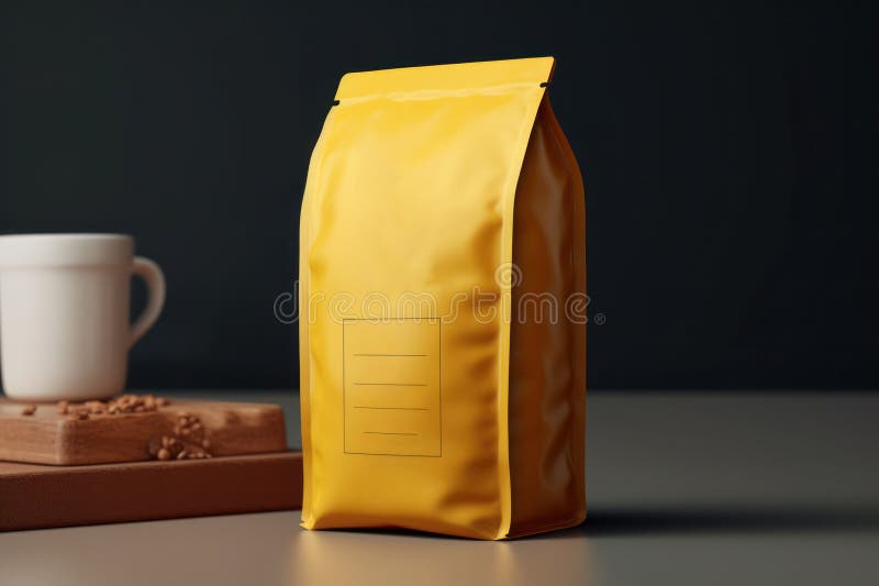 Yellow Coffee Packaging Mockup with Copy Space Stock Illustration ...