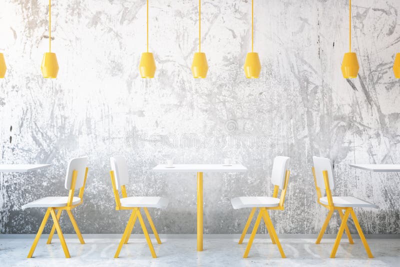 Yellow Coffee Tables in Cafe Stock Illustration - Illustration of ...