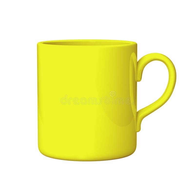Yellow Coffee or Tea Mug, 3D Illustration Stock Illustration ...