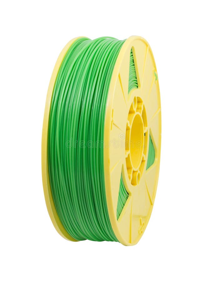 Yellow Coil with Plastic for 3D Printing Isolated on a White Background ...