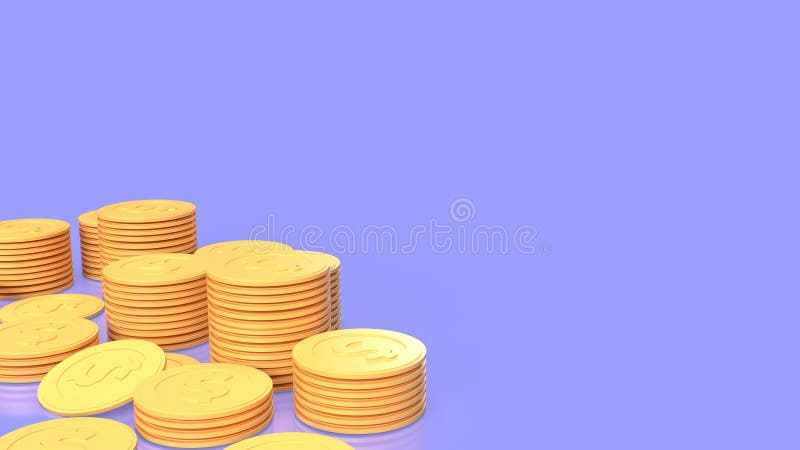 The Yellow Coins on Blue Background for Business or Money Concept 3d ...