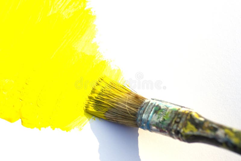 Yellow color stock photo. Image of brush, paintbrush - 16643068