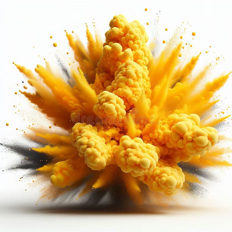 Yellow Color Explosion Isolated on White Background Stock Illustration ...