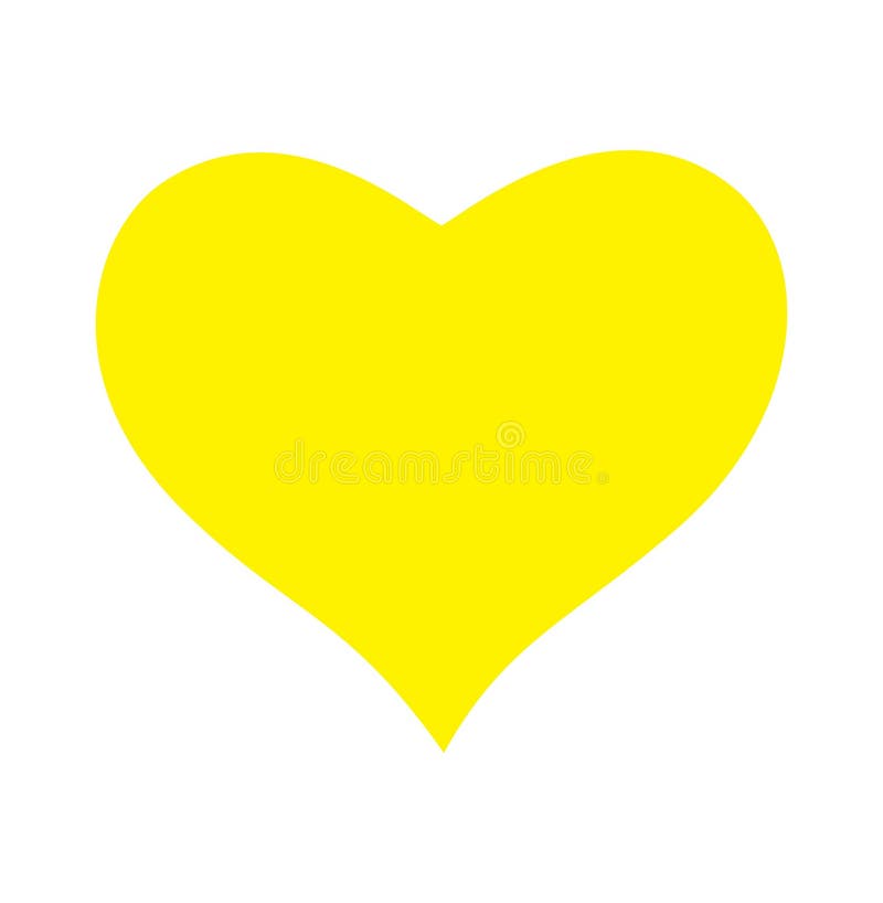Yellow Color Heart Icon on White Background Stock Vector - Illustration ...