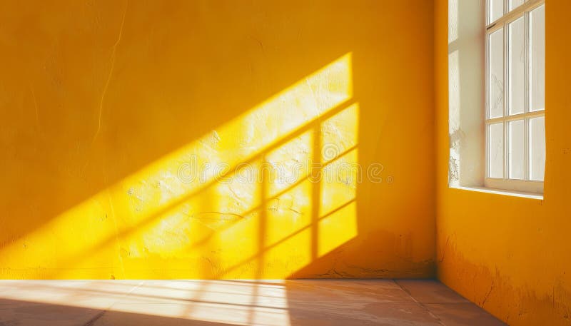 Yellow Color Place and Window with Sun Light Stock Illustration ...