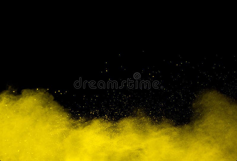 Yellow Color Powder Explosion on Black Background Stock Image - Image ...